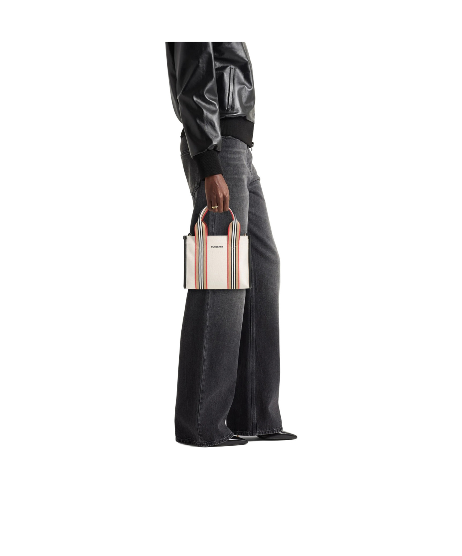 BURBERRY Burberry Color Block Canvas and Leather Tote